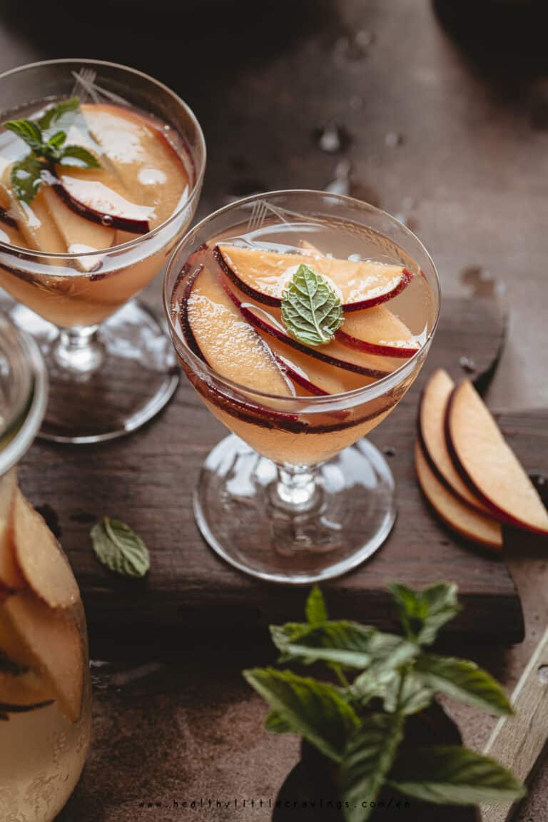 Kombucha Cocktail With Peaches & Mint - Healthy Little Cravings