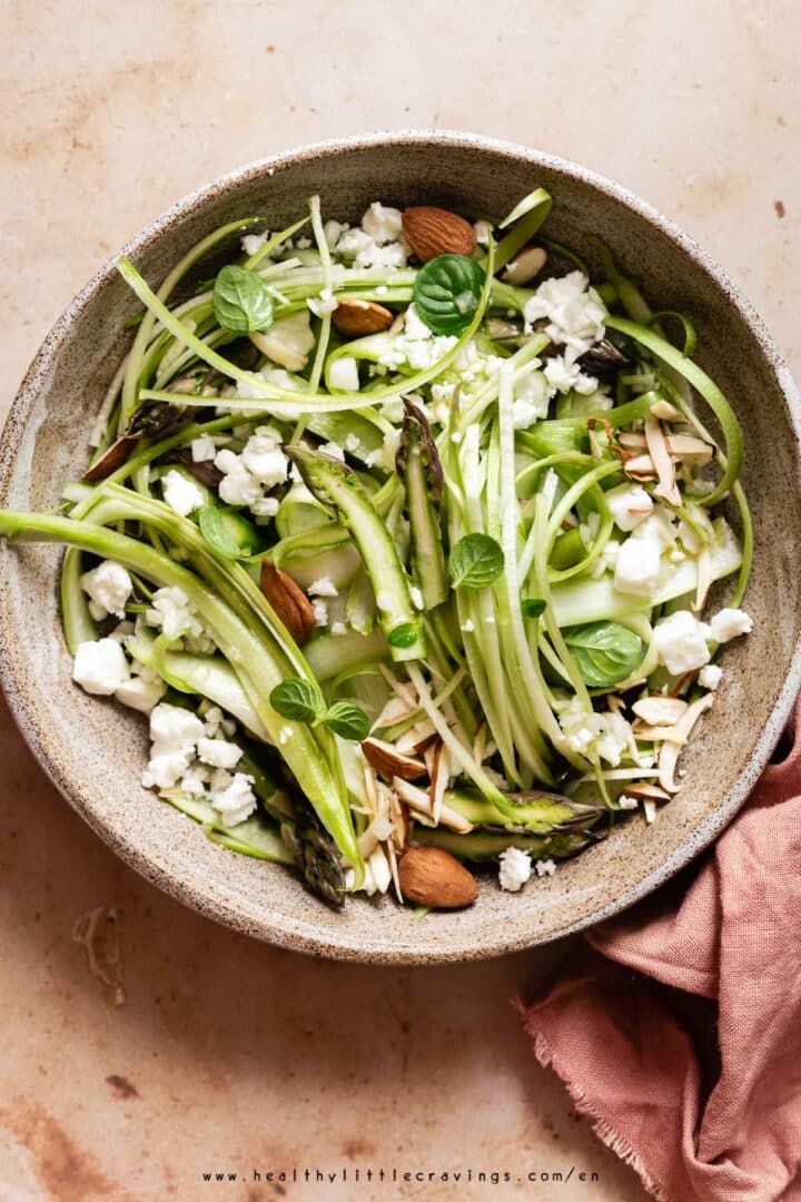 Asparagus Raw Salad With Feta And Mint - Healthy Little Cravings